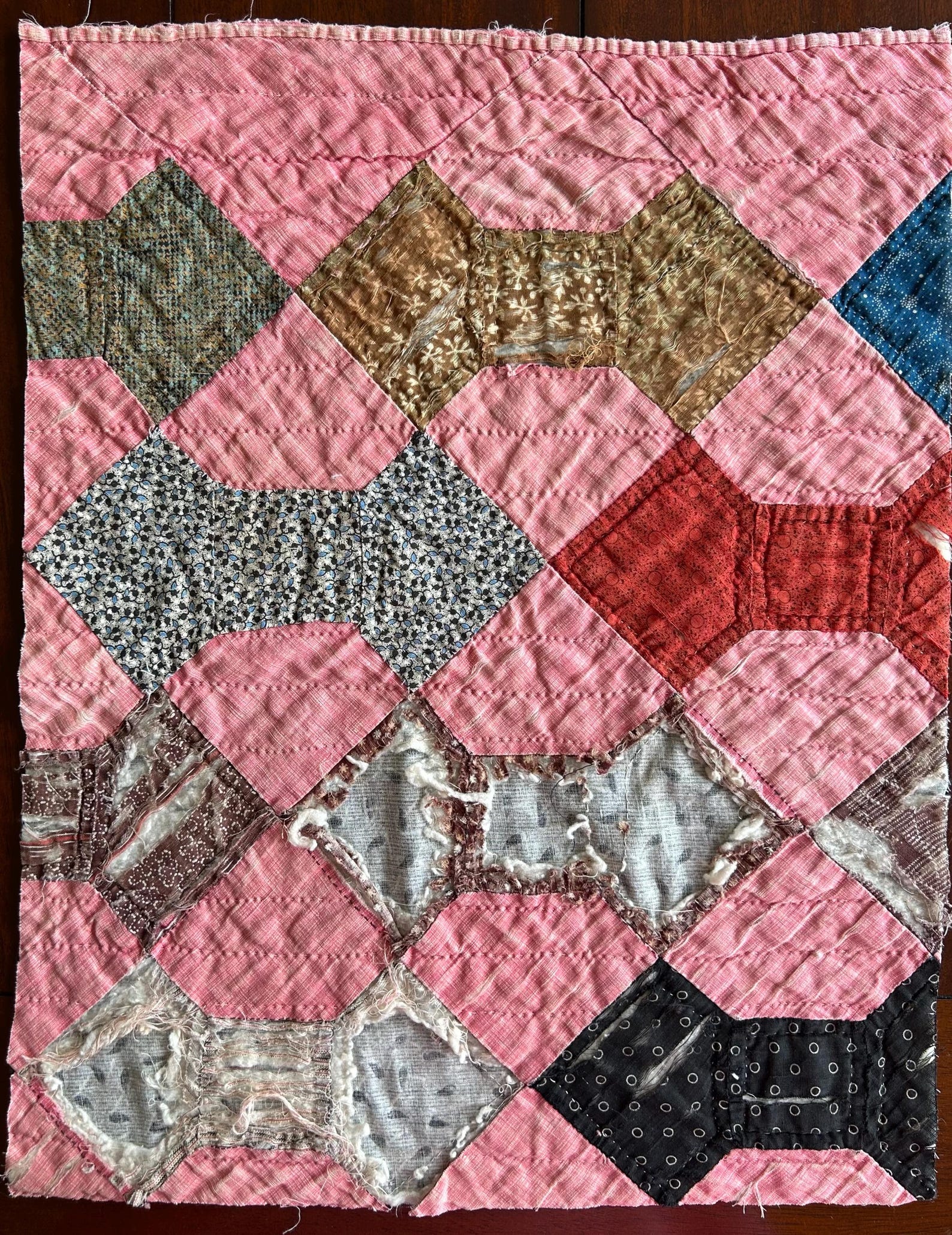 Colorful Bowtie Quilt Piece for Upcycling or Repurposing, Crafting Projects, Sewing, Vintage ...