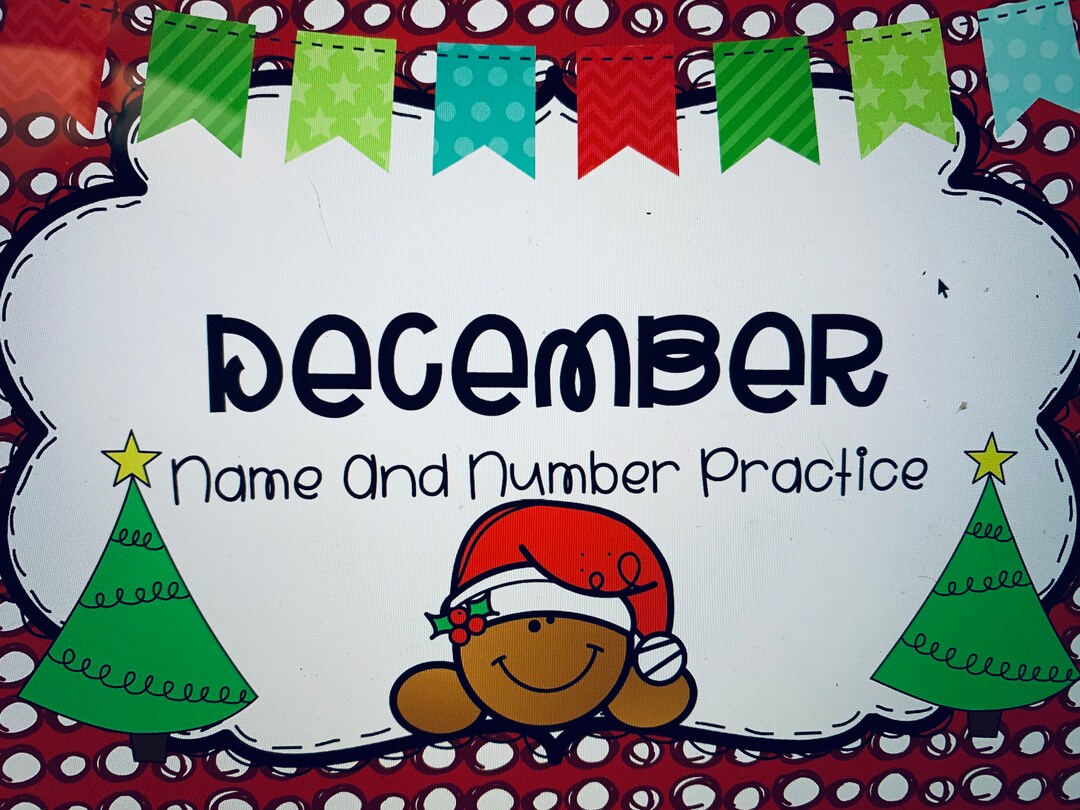 Printable, Pre K, and Kindergarten Name and Number Practice, December ...