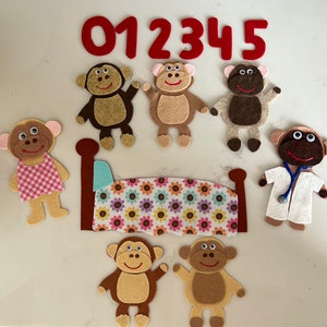 5 Little Monkeys Educational Hands on Teaching Resource Felt Story ...