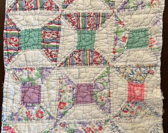 Vintage Quilt Pieces, Table Mat, Junk Journal, Quilt Pillow, Quilted ...