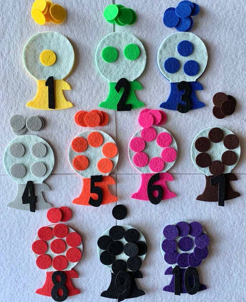 Gumball Counting and Color Sorting Felt Activity for Pre K - Etsy