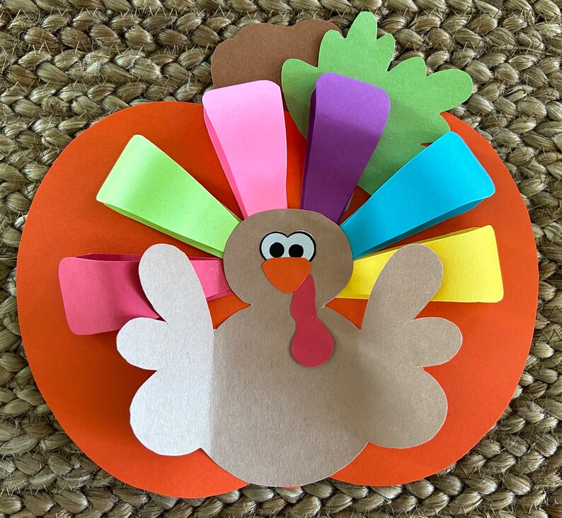 Fall Pumpkin Turkey Paper Craft, Thanksgiving Kids Activity (digital ...