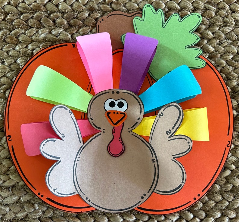 Fall Pumpkin With Turkey Paper Craft, Fall Paper Craft for Kids ...