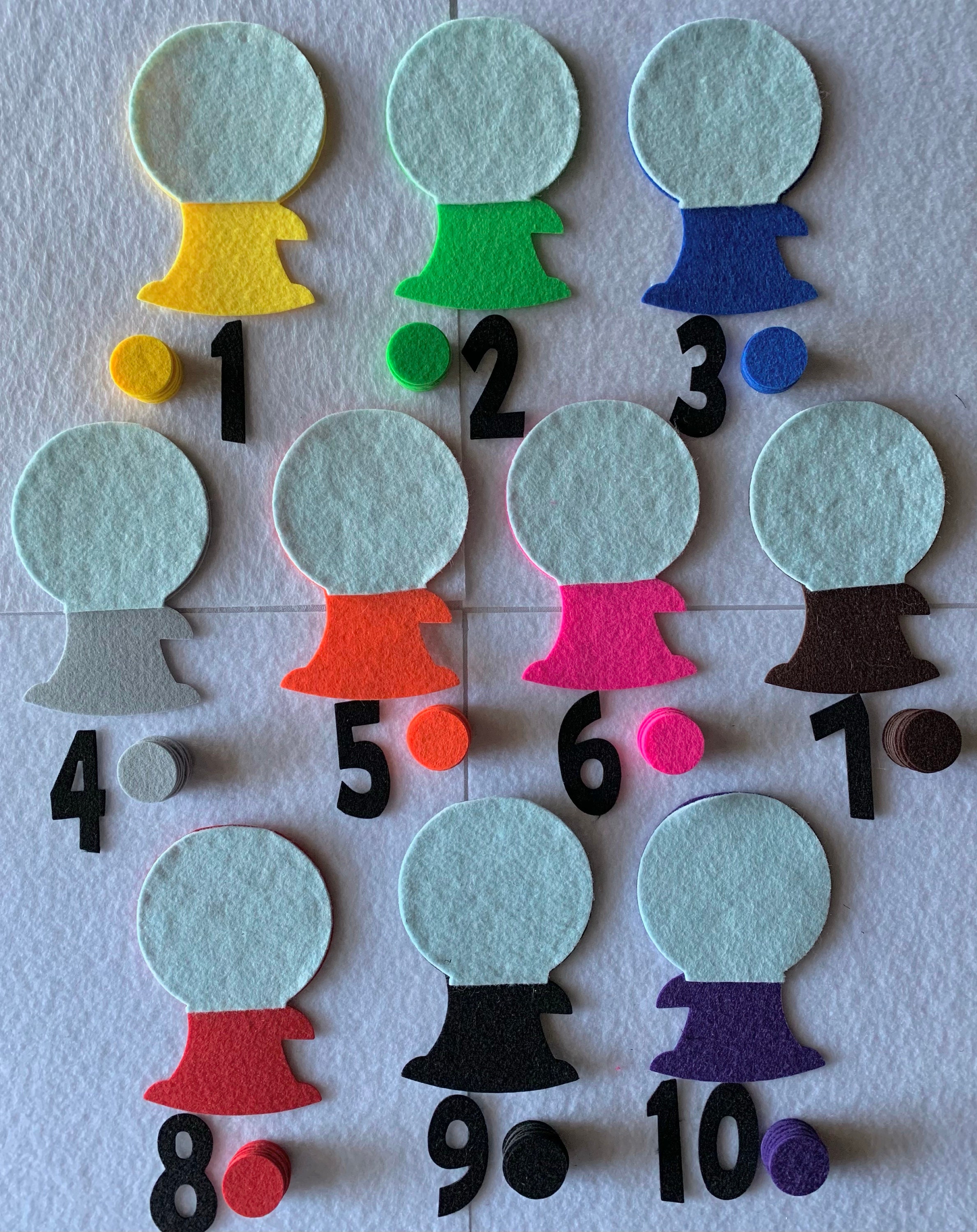 Gumball Counting and Color Sorting Felt Activity for Pre K - Etsy