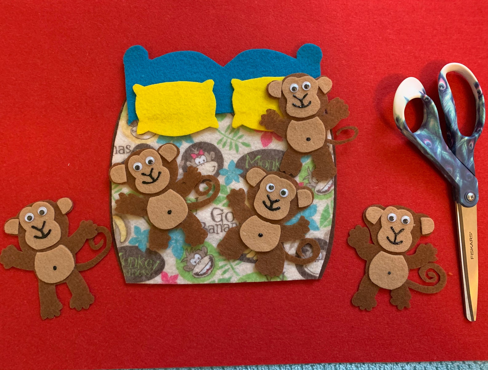 Five Little Monkeys felt board story telling flannel board | Etsy