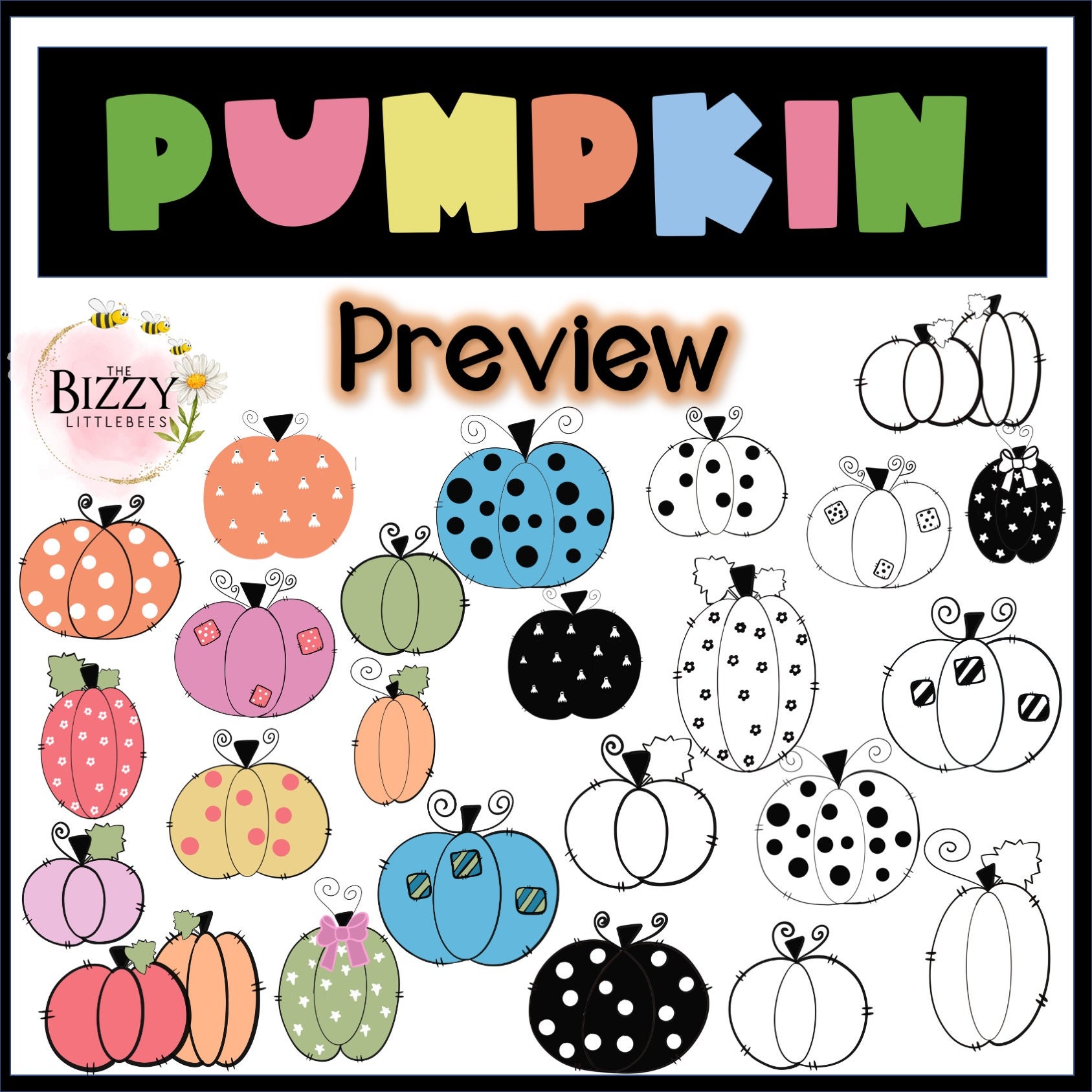 Colorful Pumpkins Clipart, Fall Graphics (PNG Zipped File) - Etsy