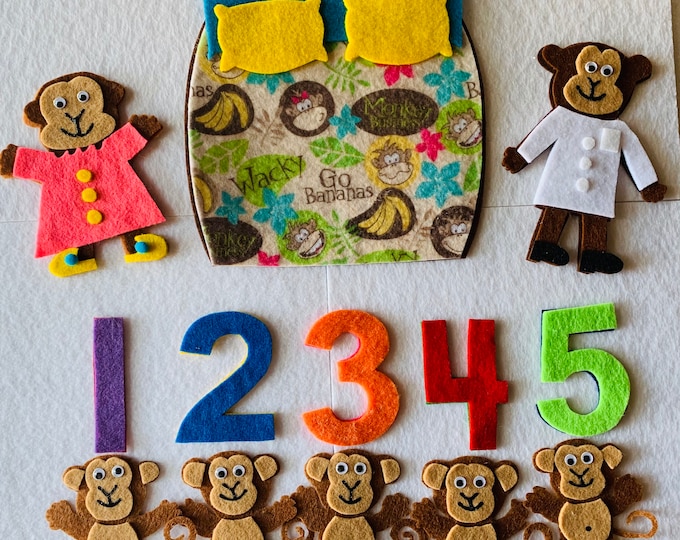 Five Little Monkeys Felt Board Story Telling Flannel Board Teaching ...