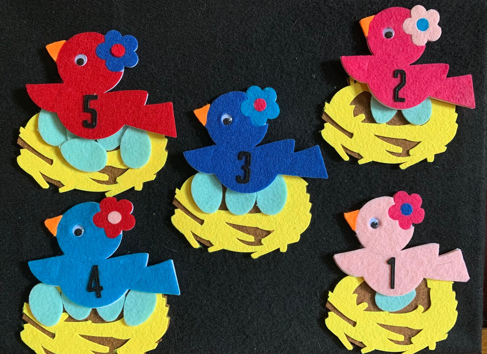 Five Little Birds Counting Number Activity Feltboard Games, Feltboard ...