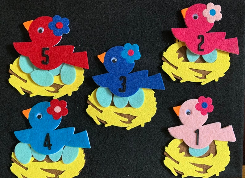 Five Little Birds Counting Number Activity Feltboard Games, Feltboard ...