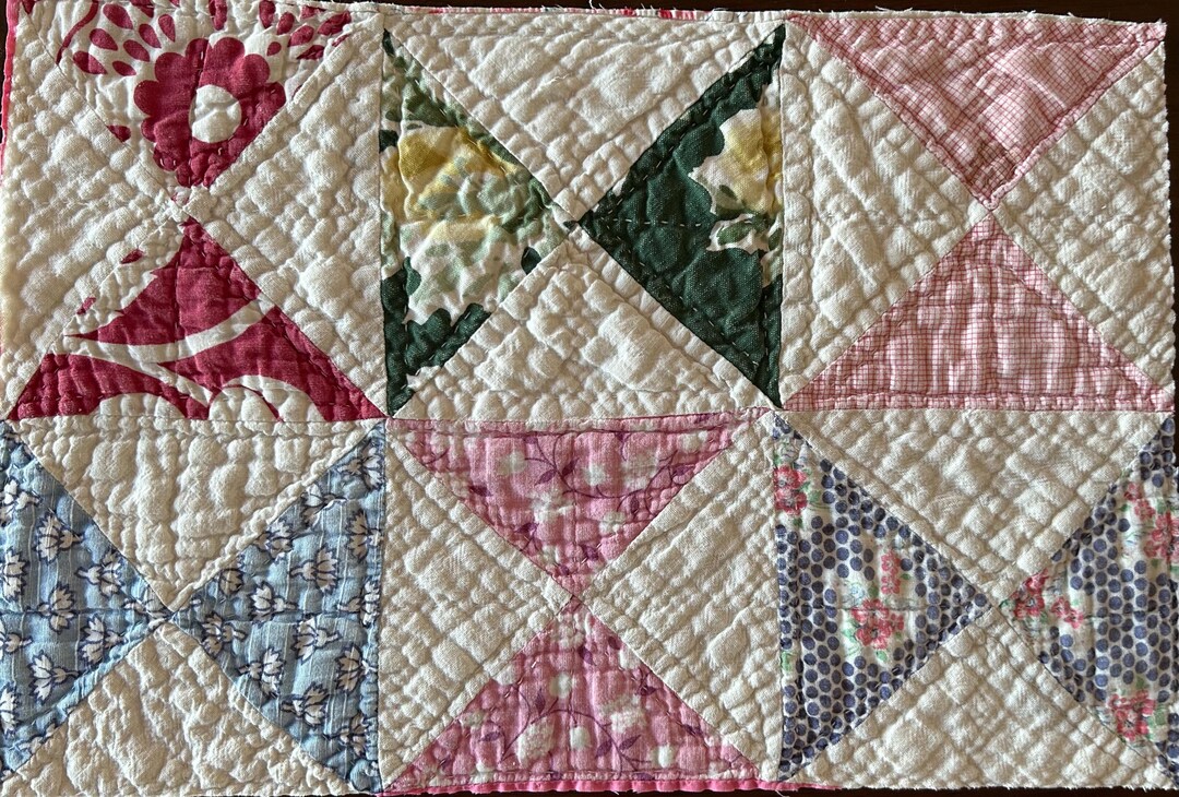 Vintage Quilt Pieces, Table Mat, Junk Journal, Quilt Pillow, Repurposed ...