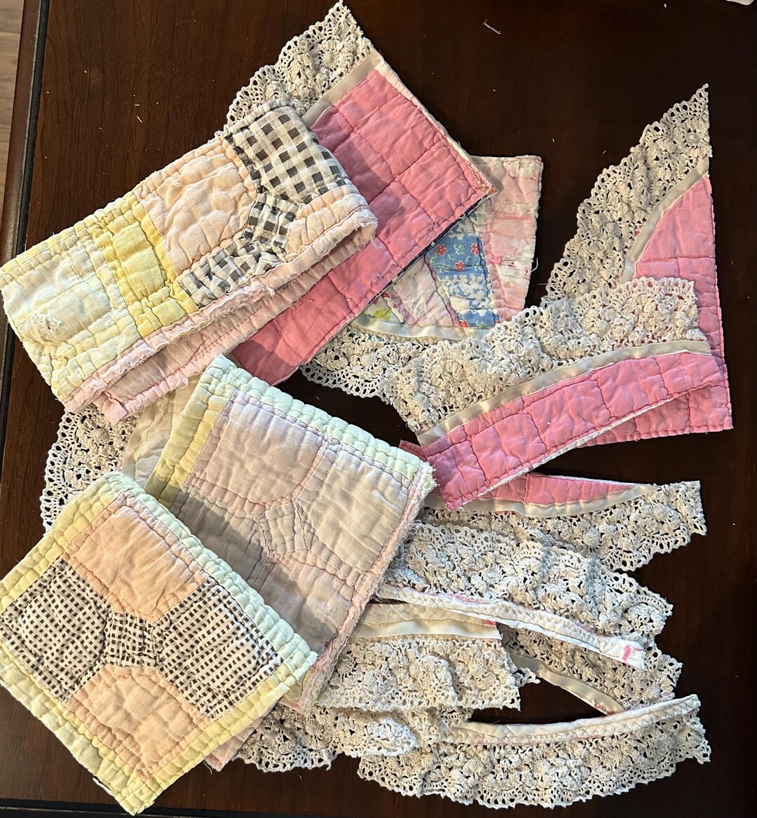 Vintage Quilt Pieces, Table Mat, Junk Journal, Quilt Pillow, Quilted ...