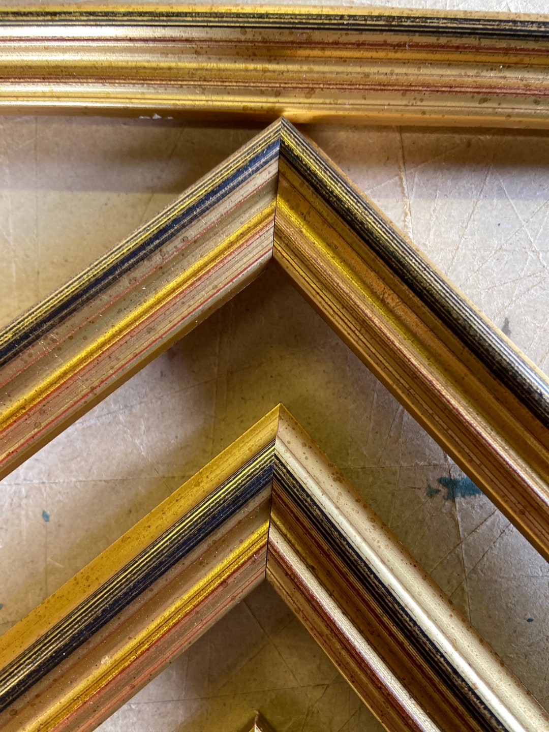 Antique Reverse Gold and Black Leaf Wood Bespoke Picture Frame Handmade ...