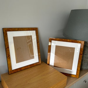 Burr Walnut & Light Teak Veneer Picture Frame – Flat Wood Design – Made ...