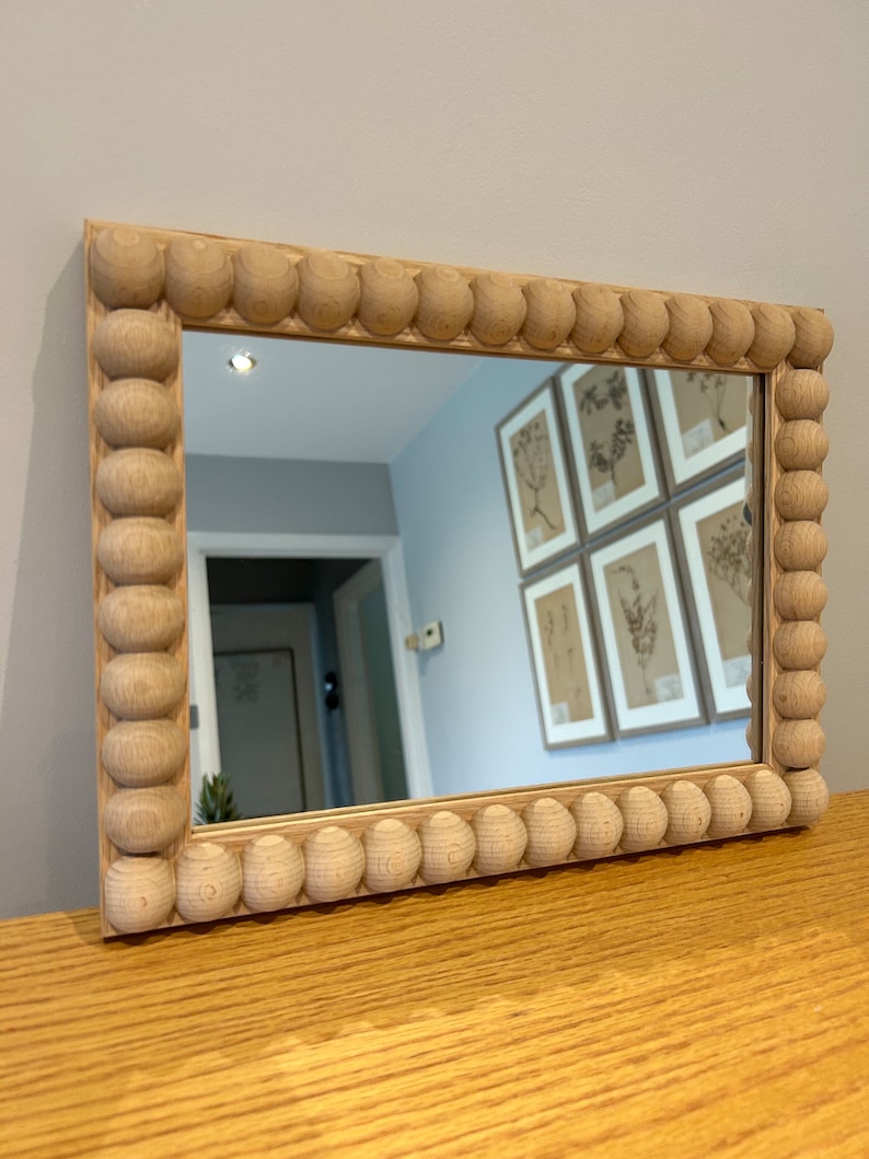 Handmade Bobbin Mirror, Chunky Natural Oak Frame - Etsy UK