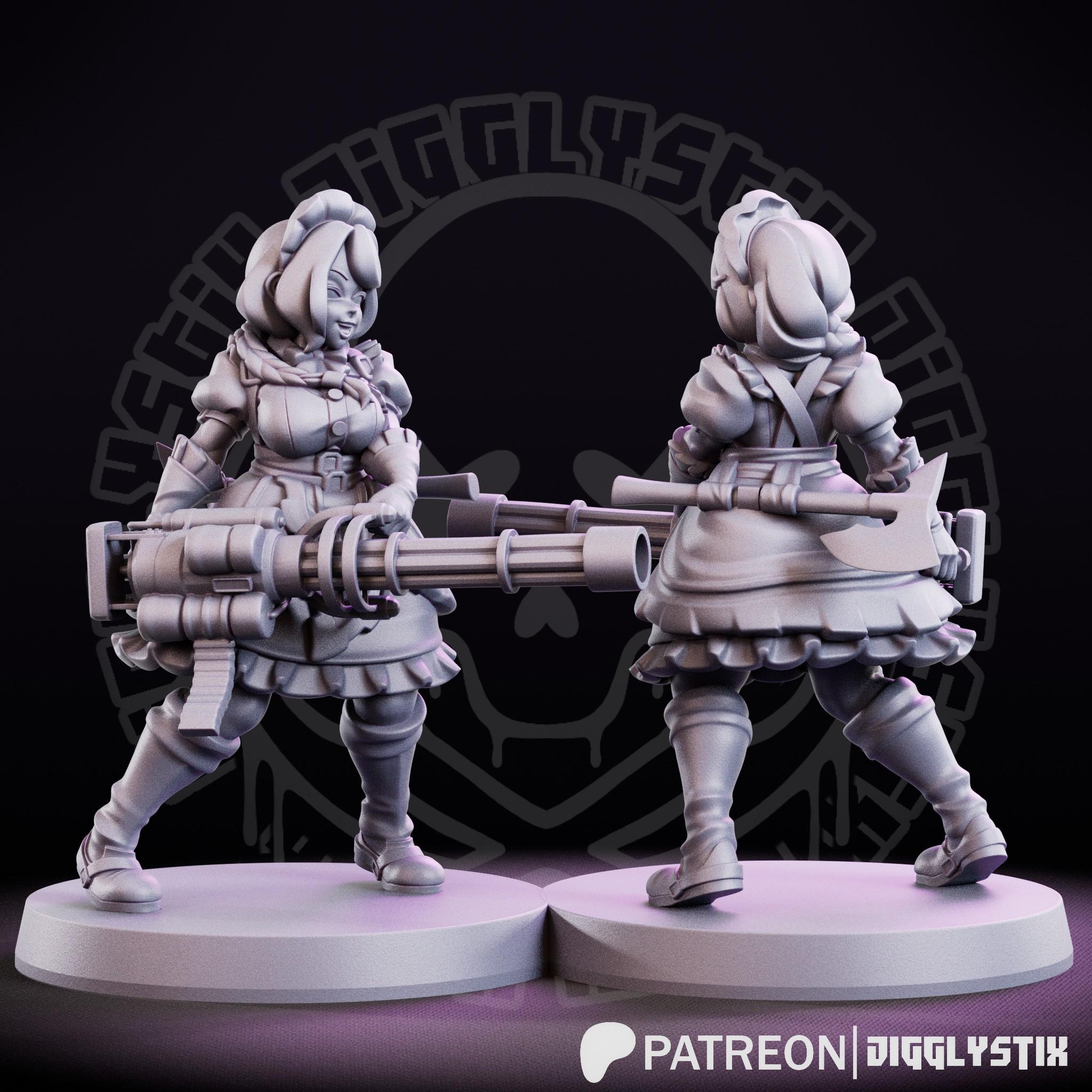 Battle Maids 3d Printed Miniatures 75mm - Etsy