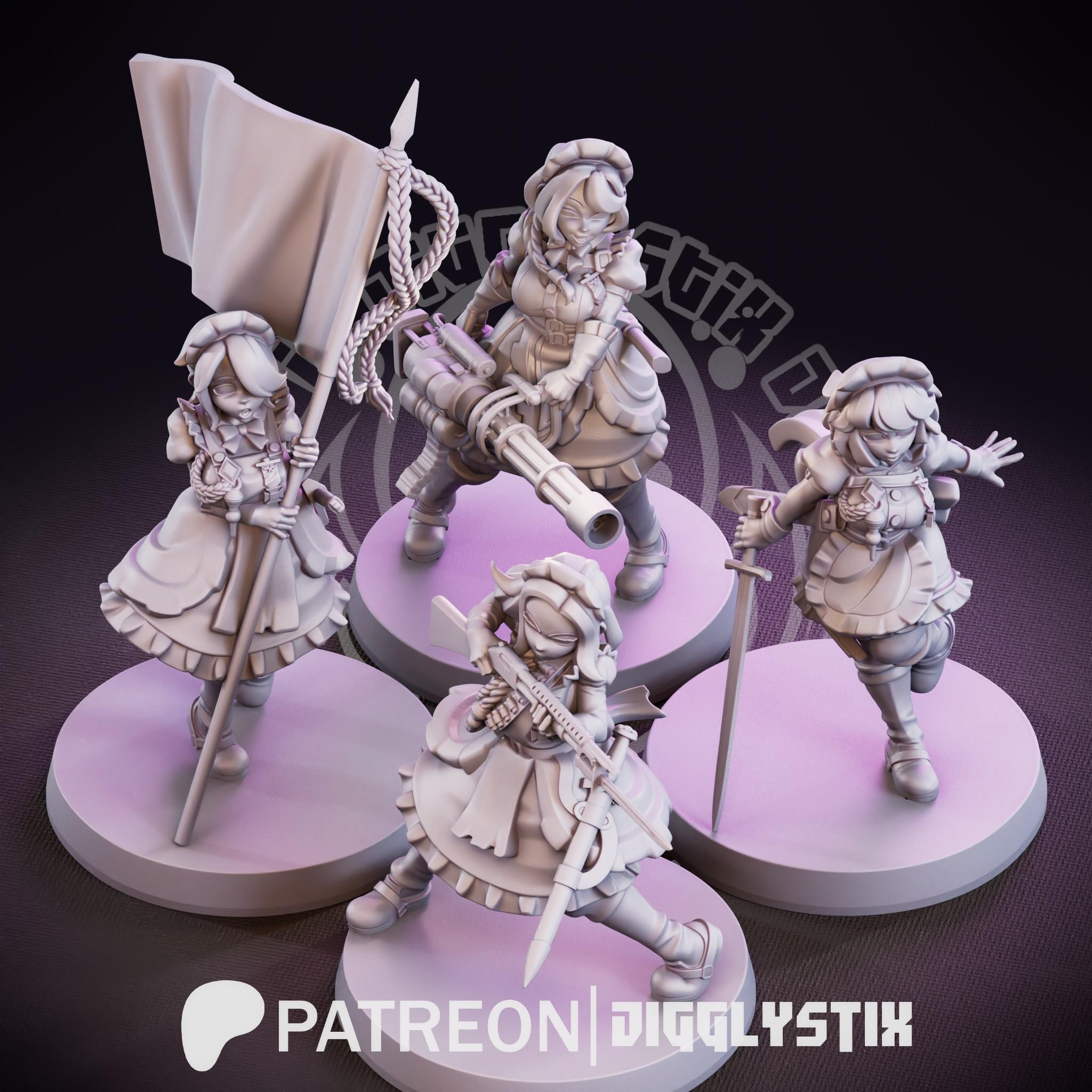 Battle Maids 3d Printed Miniatures 75mm - Etsy