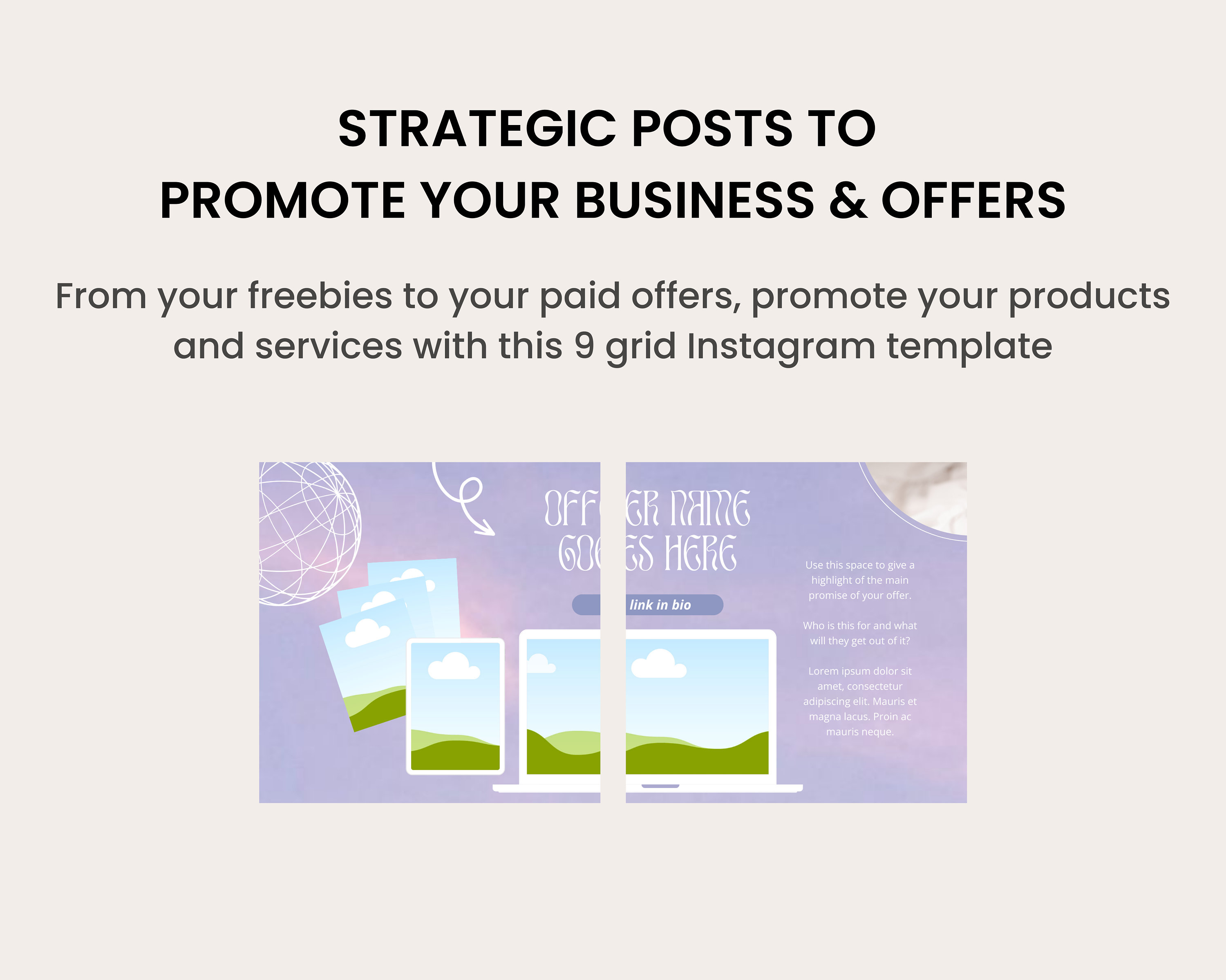 Instagram 9 Grid Static Post Canva Template, Instagram Puzzle Grid ...