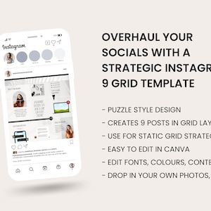 Instagram 9 Grid Template, Instagram Grid Design, Instagram Post Template, Instagram Puzzle Feed ...