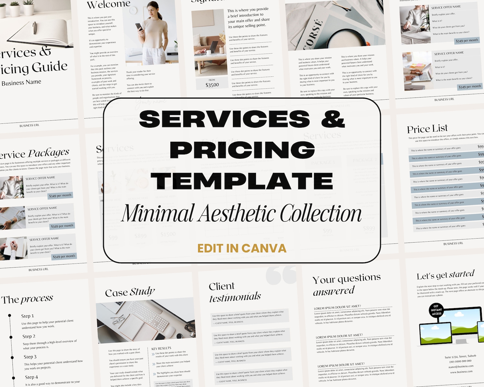 Services and Pricing Guide, Price List Template, Canva Template for ...