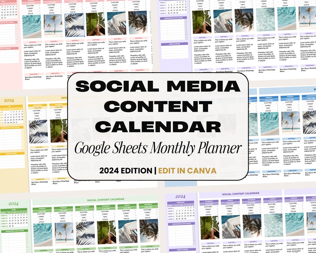 2024 Content Calendar, Social Media Planner, Social Media Content ...