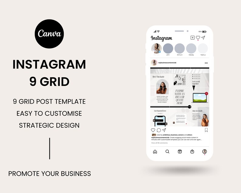 Instagram 9 Grid Template Instagram Grid Design Instagram - Etsy