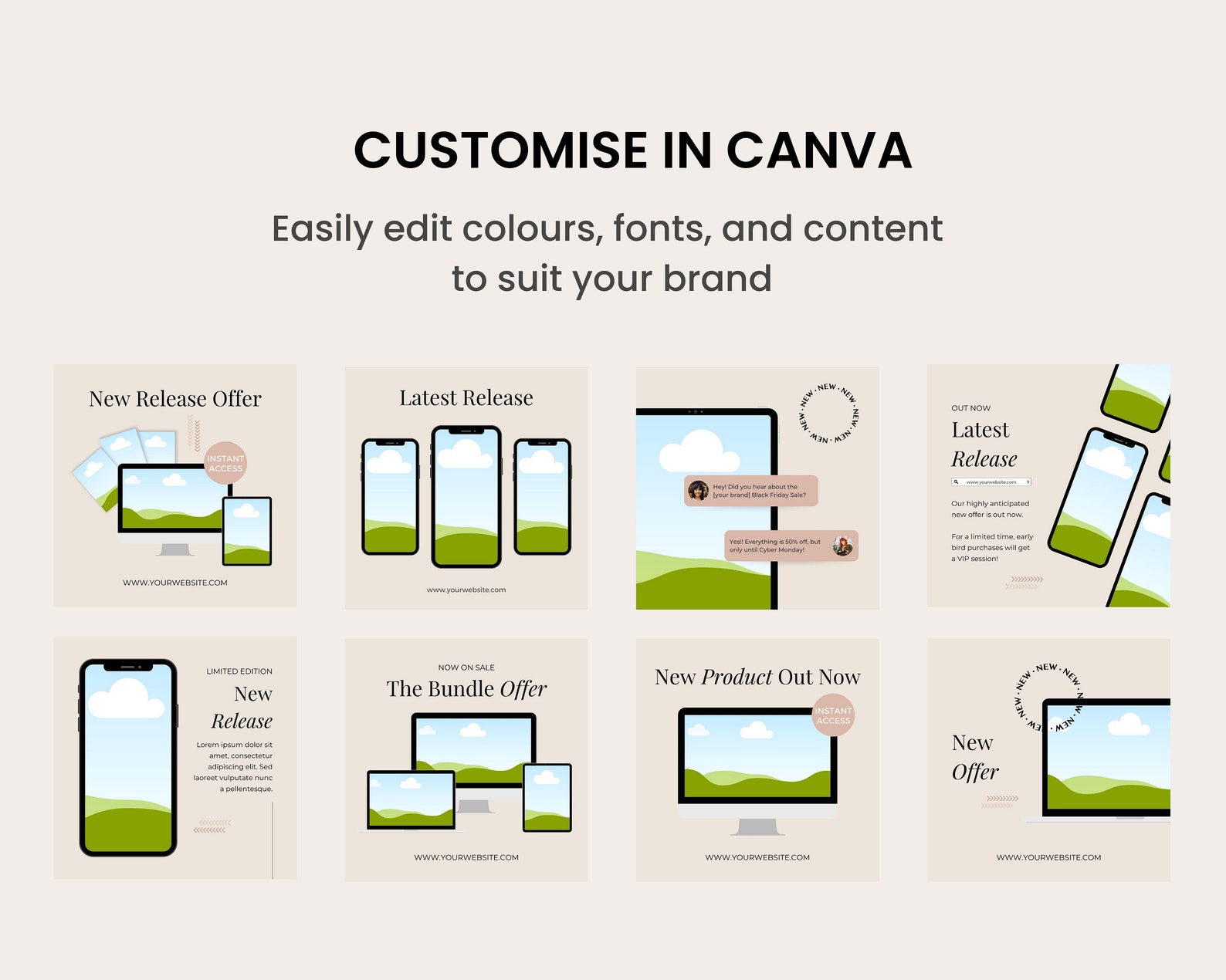 Digital Product Mockup, Canva Template, Facebook Ad Template, Laptop ...