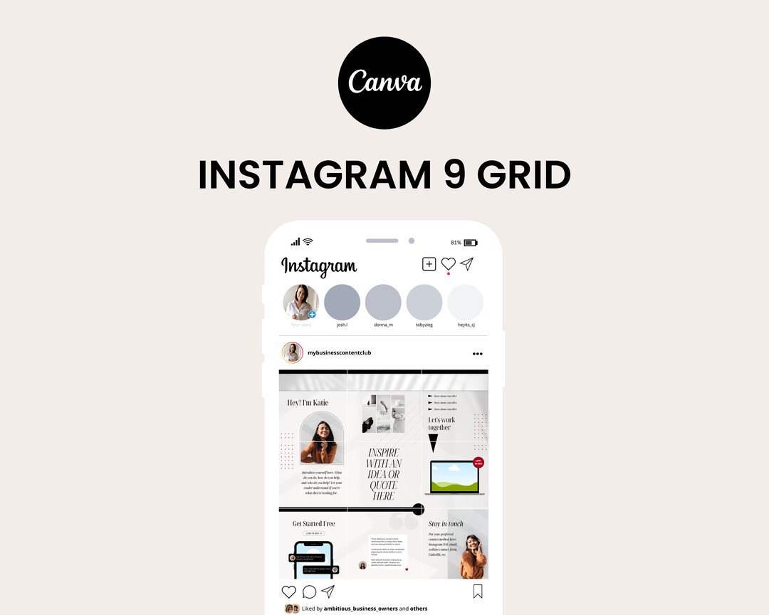 Instagram 9 Grid Template, Instagram Grid Design, Instagram Post ...