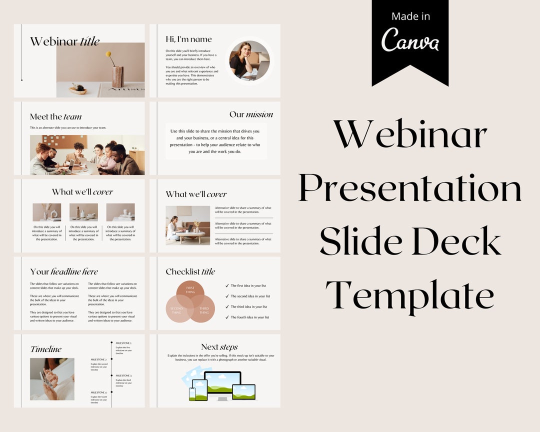 Webinar Slide Deck Template, Slide Deck Template Canva, Presentation ...