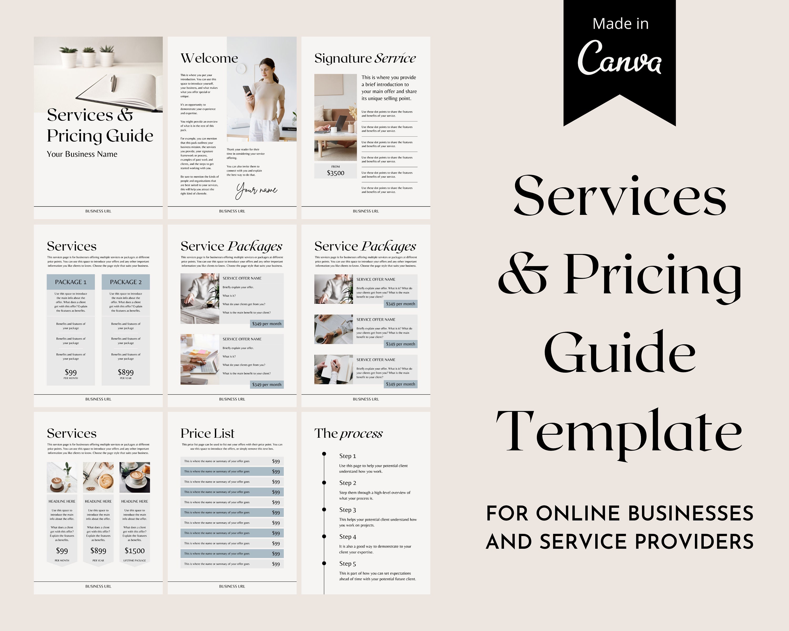 Services and Pricing Guide Price List Template Canva - Etsy