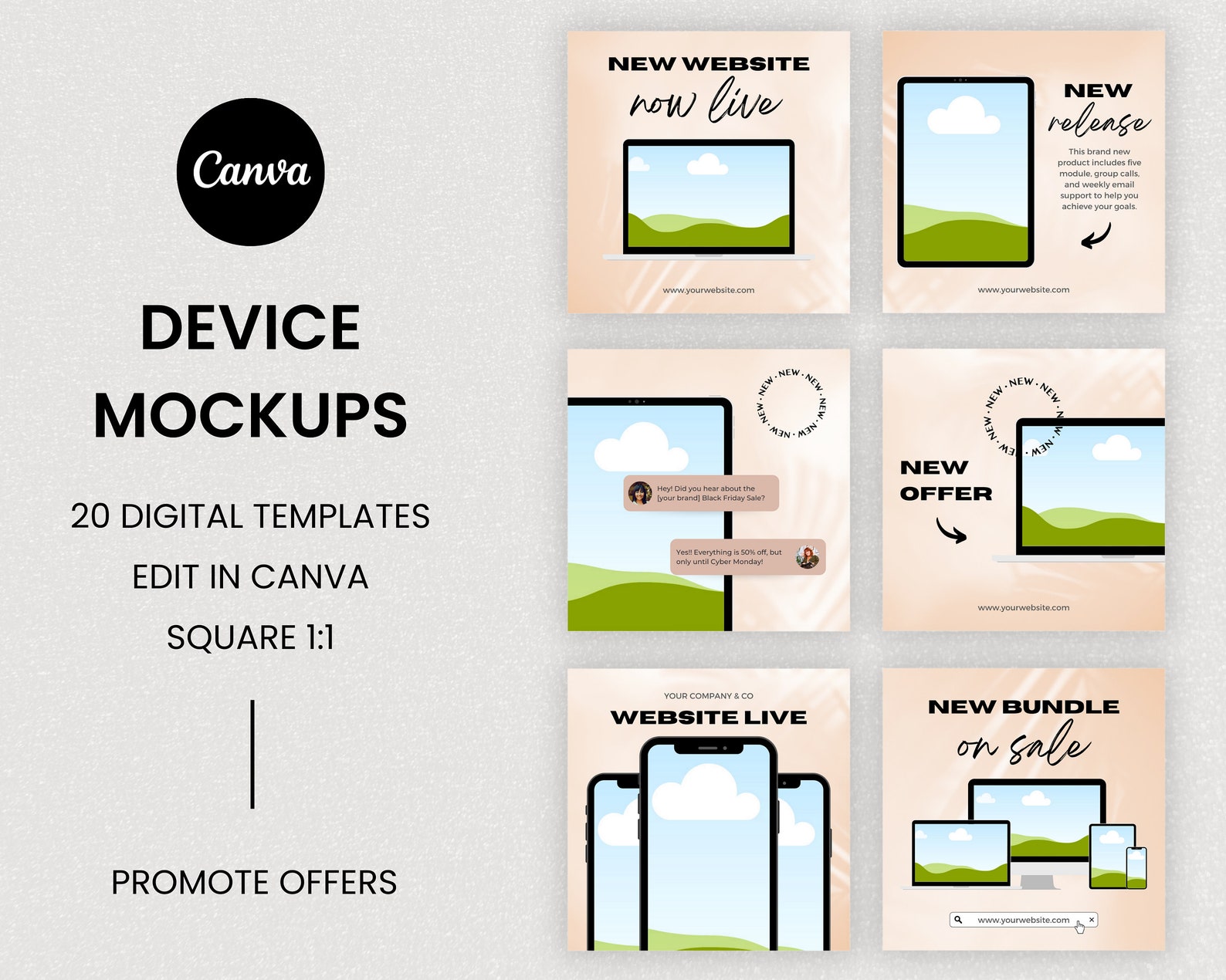 Digital Product Mockup, Device Mockup, Canva Mockups, Facebook Ad ...