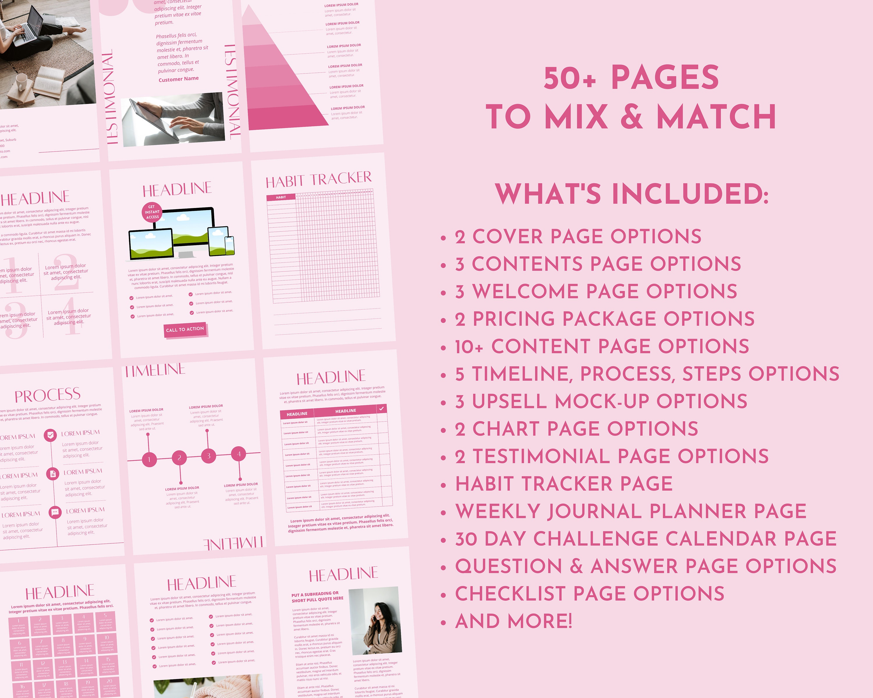 Pink Ebook Workbook Canva Templates, Lead Magnet Opt-in, Editable ...