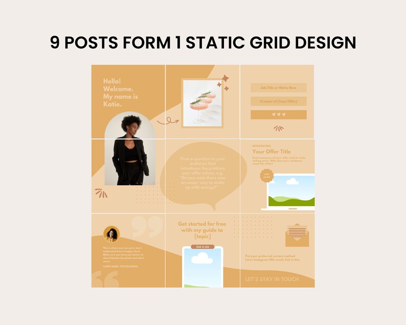 Instagram Puzzle Feed Template, Instagram 9 Grid Template, Instagram Canva Template, Canva ...