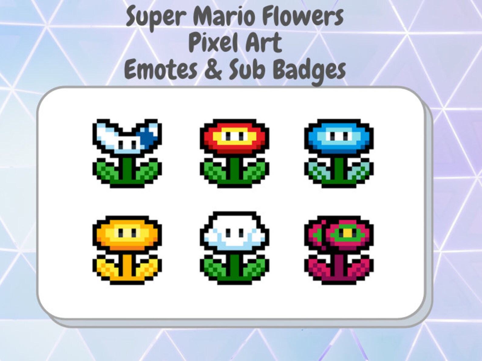 Super Mario Flowers Pixel Art Emotes & Sub Insignias | Etsy