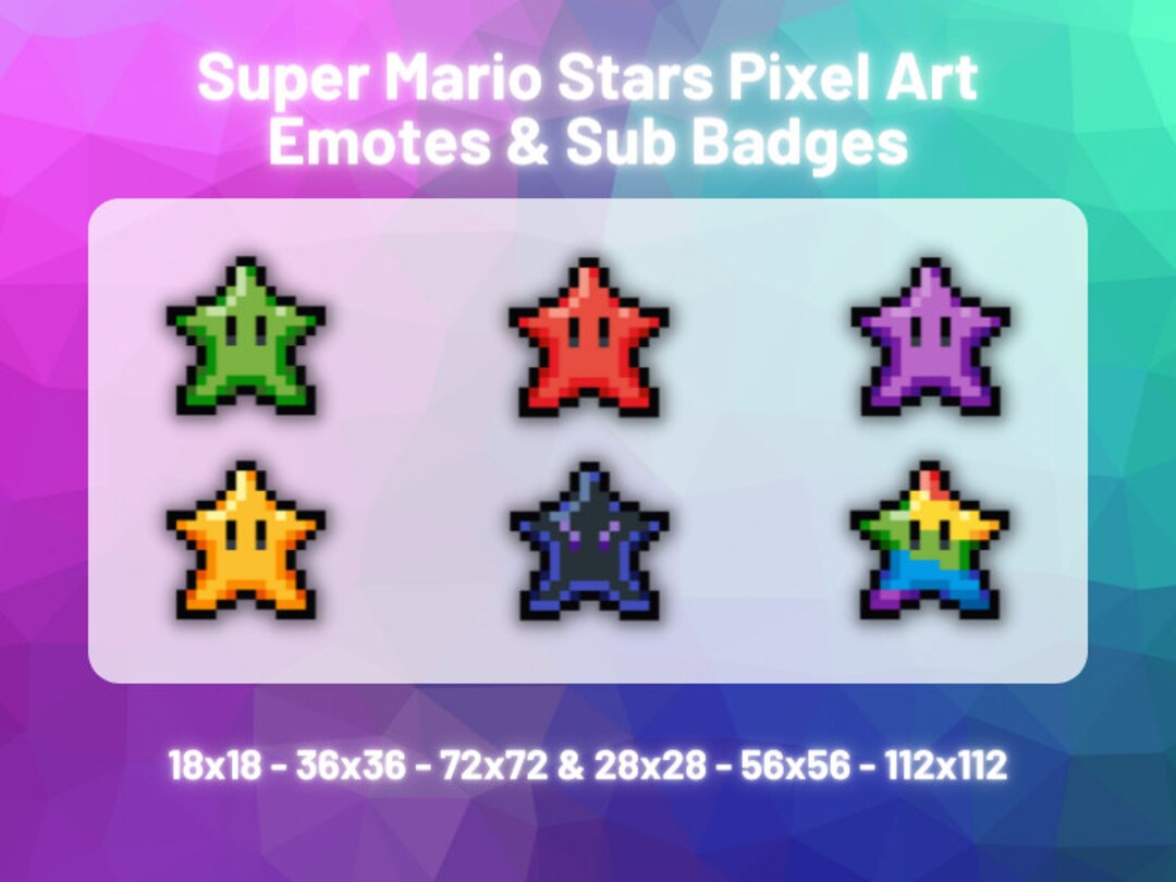 Super Mario Stars Pixel Art Emotes e sub-emblemas - Etsy Portugal