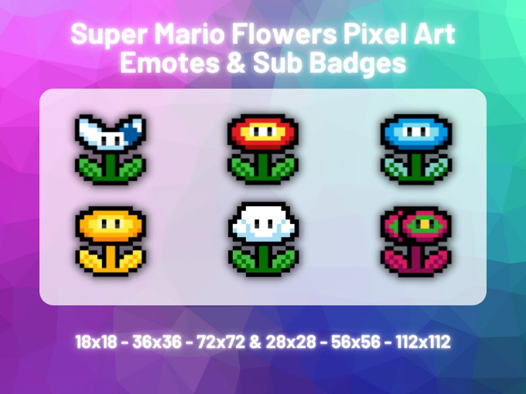 Super Mario Flowers Pixel Art Emotes & Sub Badges - Etsy
