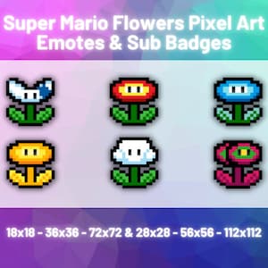 Super Mario Flowers Pixel Art Emotes & Sub Badges - Etsy