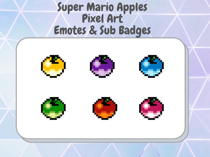 Super Mario Apples Pixel Art Emotes & Sub Insignias | Etsy