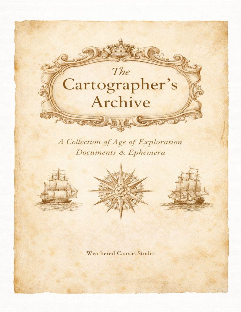 Vintage Map Ephemera Printable | Age of Exploration Junk Journal Kit ...