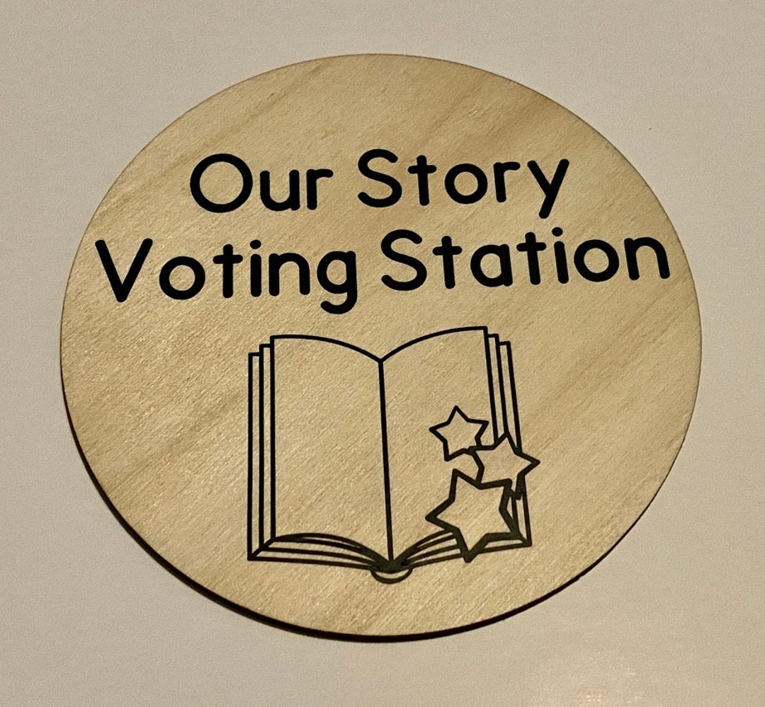 Story Voting Station Sign Classroom Decor Wooden Resources Natural ...