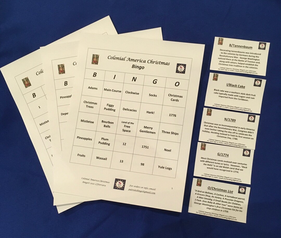 Colonial America Christmas Bingo - Etsy