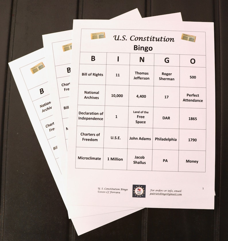 U.S. Constitution Bingo - Etsy