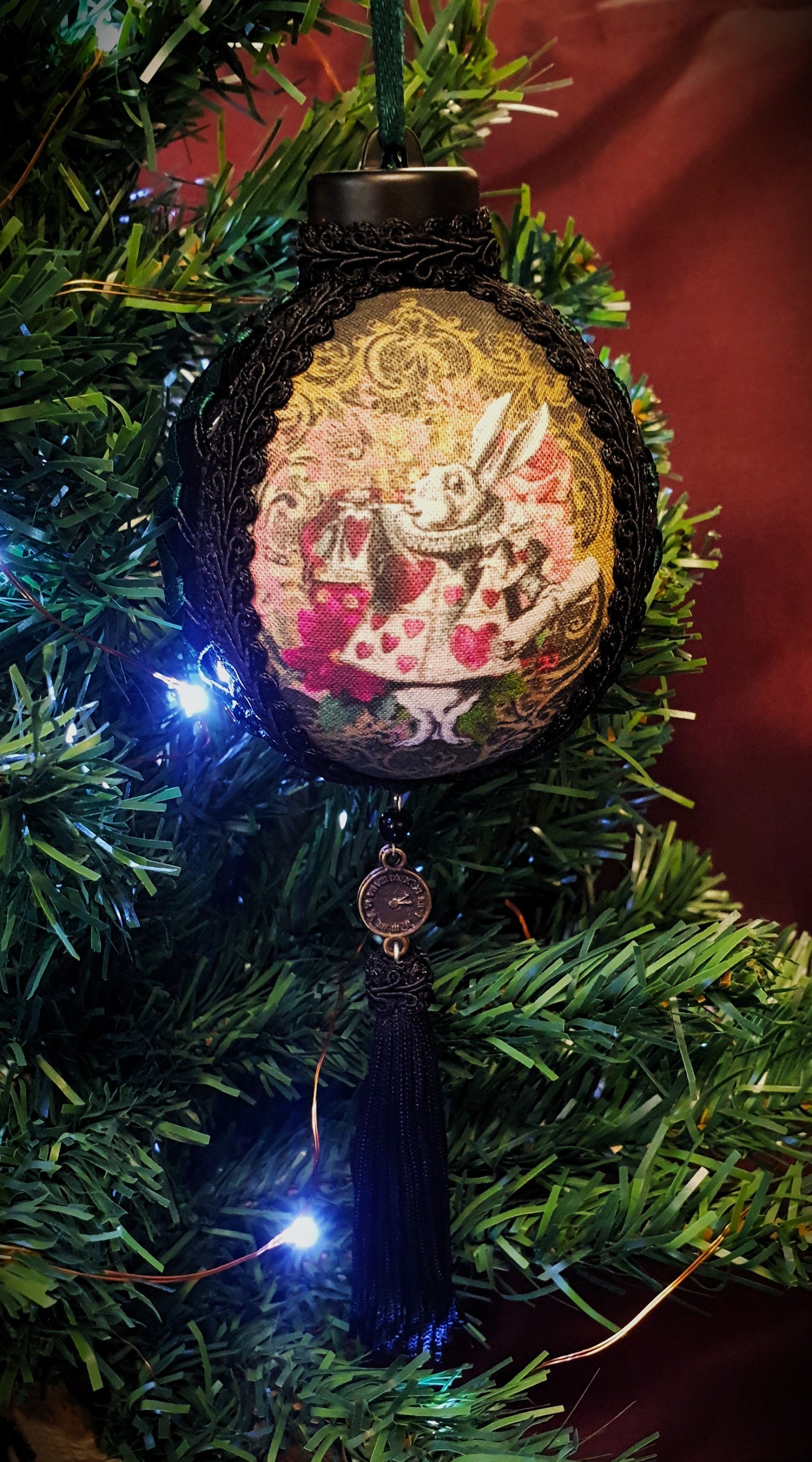 Classic White Rabbit Illustration Black Corset Bauble With - Etsy