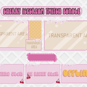 Cherry Ice Cream Overlay Bundle | Bundle of 6 | Twitch Assets - Etsy