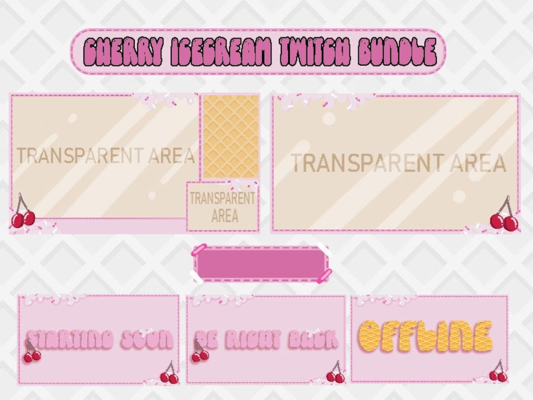 Cherry Ice Cream Overlay Bundle | Bundle of 6 | Twitch Assets - Etsy