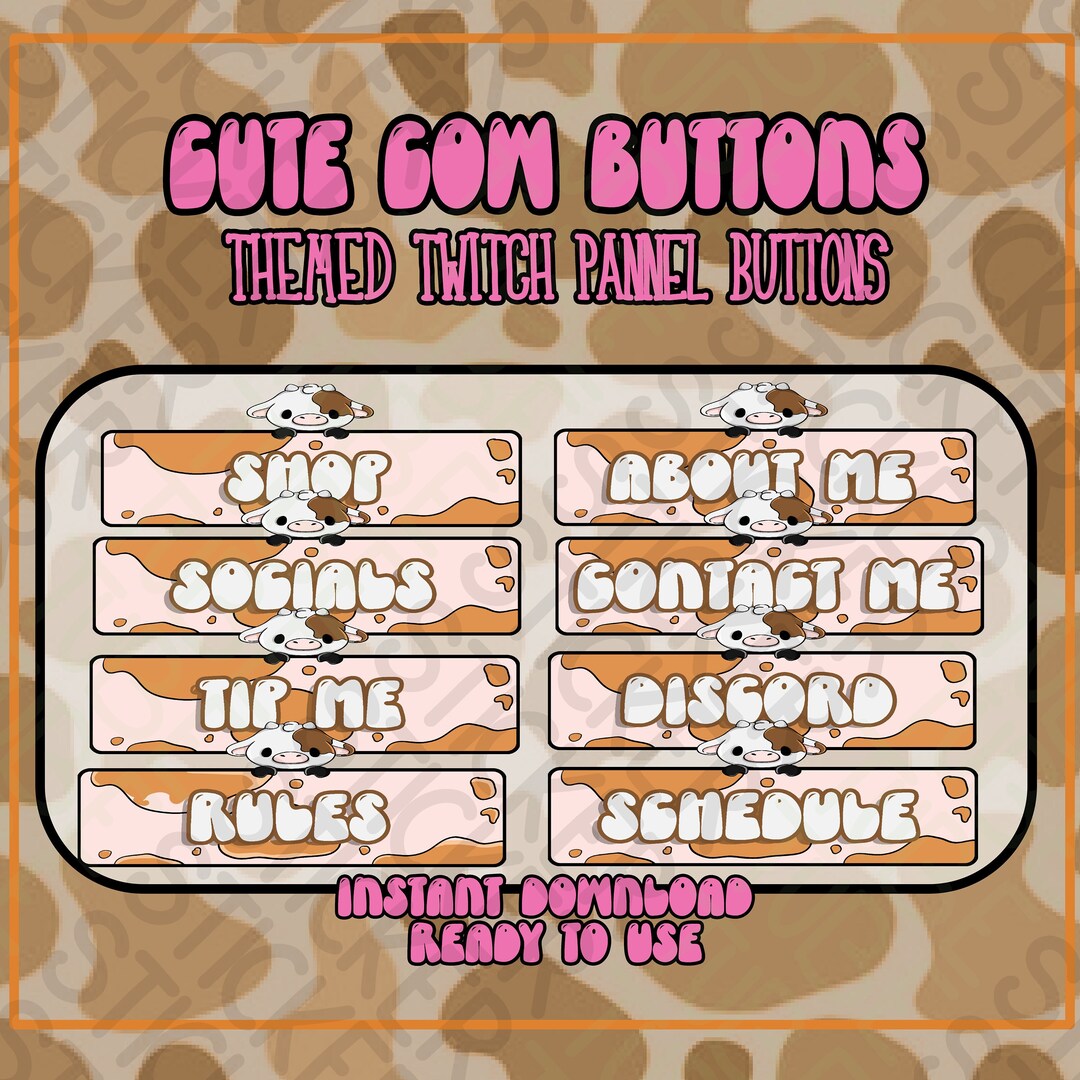 Cute Cow | 8 Pack | VOL 1 | Twitch Panel Buttons - Etsy