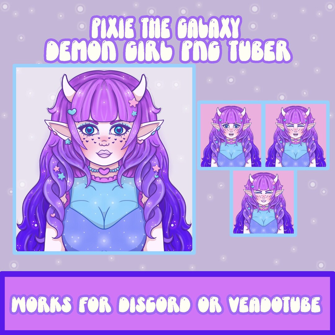 Pixie the Galaxy Demon Premade PNG Tuber Veadotube Discord Twitch - Etsy