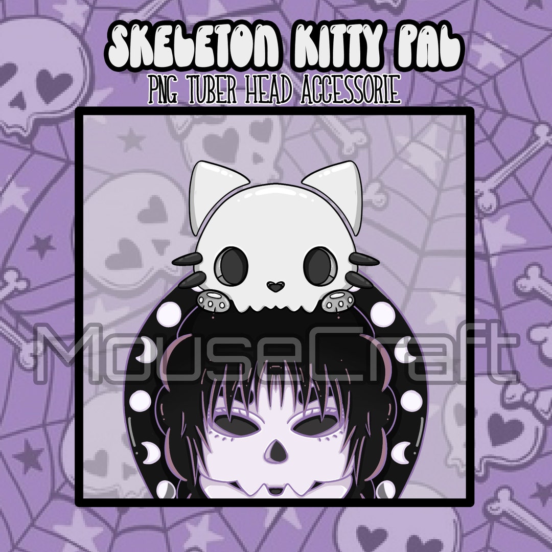 Skeleton Kitty | Cute Animal Pals | PNG Tuber Accessories | Twitch ...