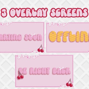Cherry Ice Cream Overlay Bundle | Bundle of 6 | Twitch Assets - Etsy