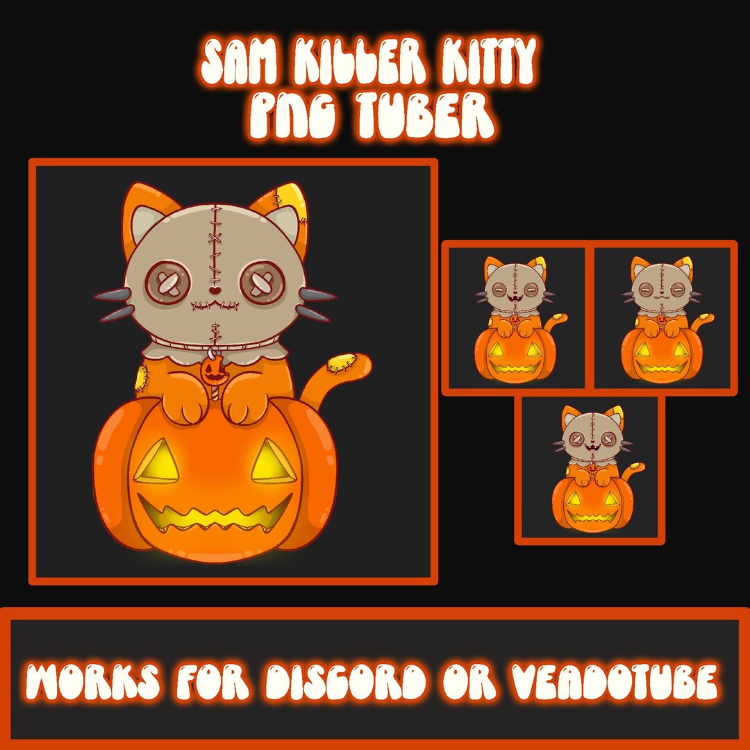 Sam | Killer Kitty Tuber | Premade PNG Tuber | Veadotube | Discord | Twitch - Etsy
