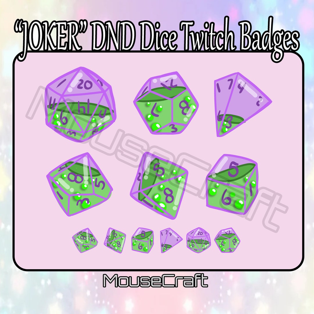 Joker DND Dice Badges | 6 Pack | Premade | Twitch Sub Badge - Etsy